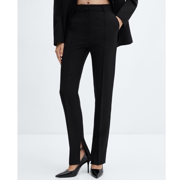 Mango | Pants & Jumpsuits | New Mango The Side Slit Suit Pants In Black ...